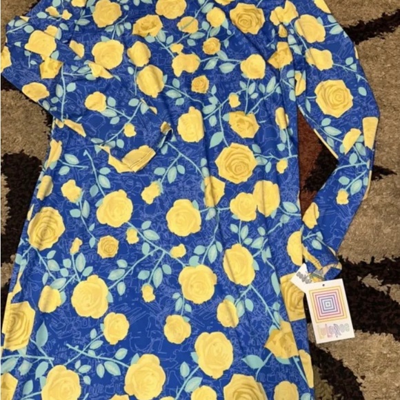 LuLaRoe | Dresses | New Lularoe Debbie Blue Yellow Floral Long Sleeve ...